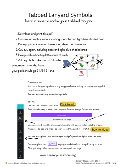 Editable Visual Symbols (tabbed) – Sensory Classroom Ltd