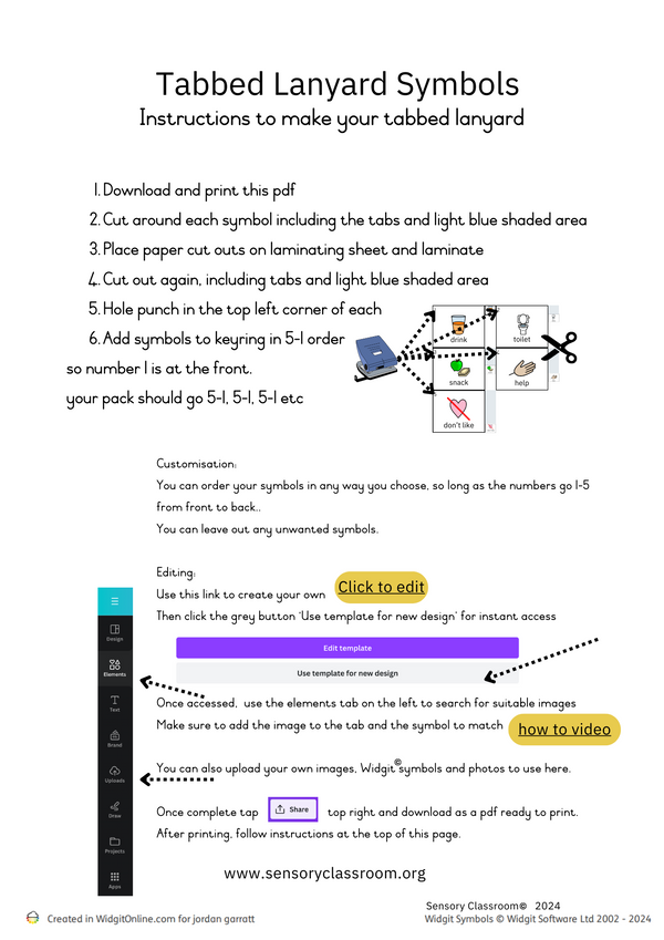 Editable Visual Symbols (tabbed) – Sensory Classroom