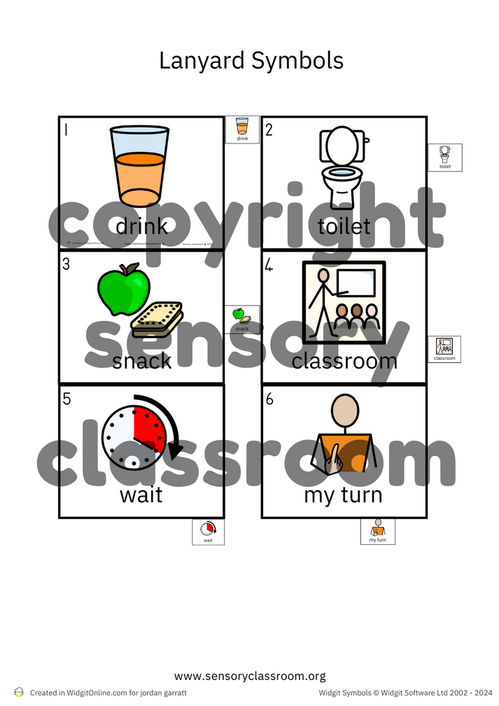 Core Word Lanyard Symbols – Sensory Classroom