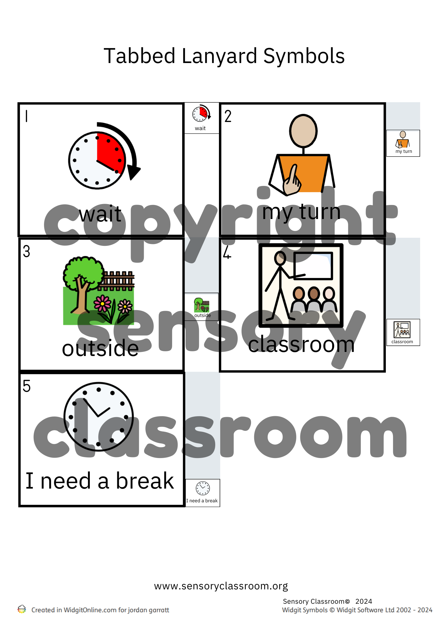 Editable Visual Symbols (tabbed) – Sensory Classroom Ltd