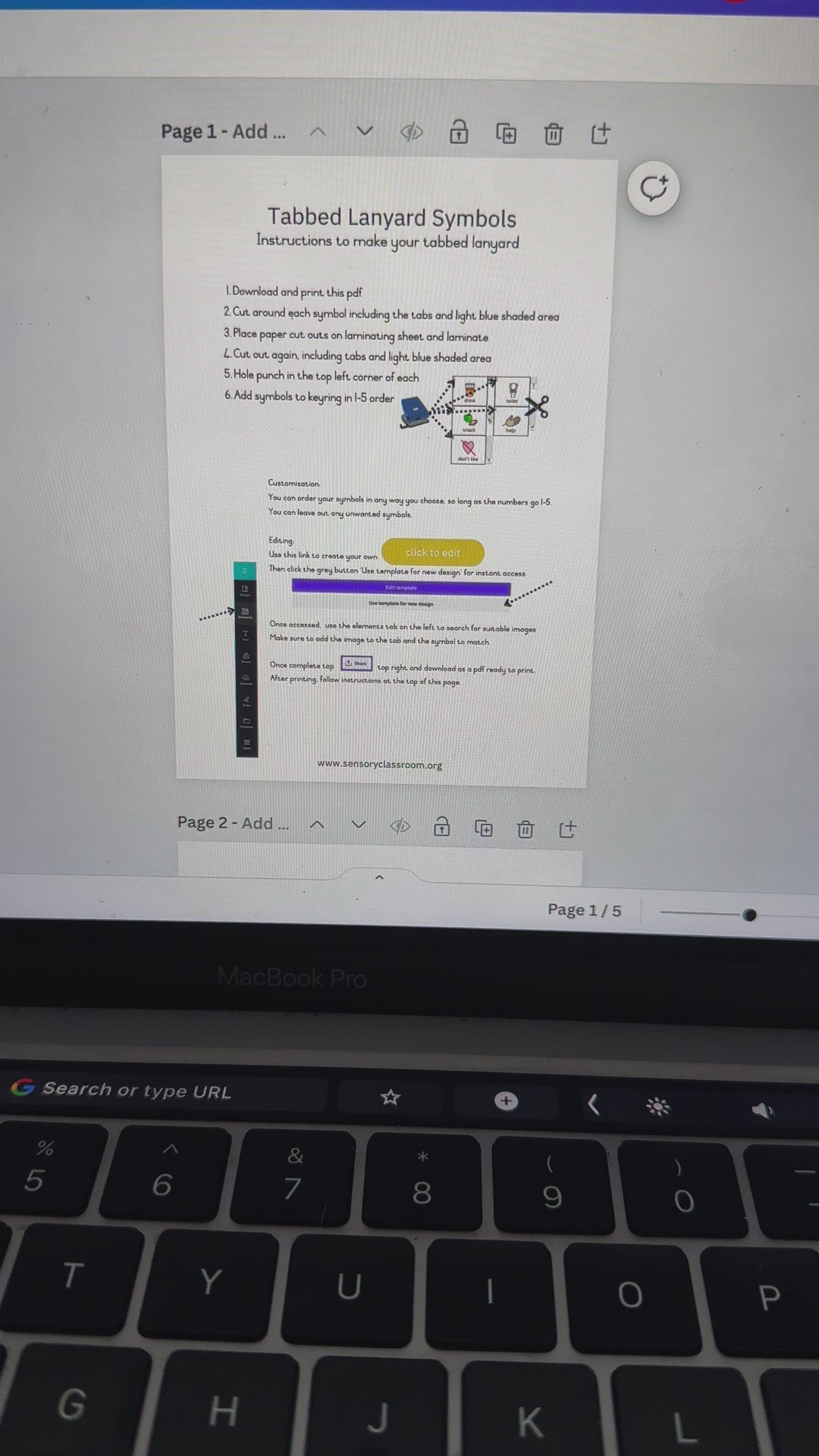 Editable Visual Symbols (tabbed) – Sensory Classroom
