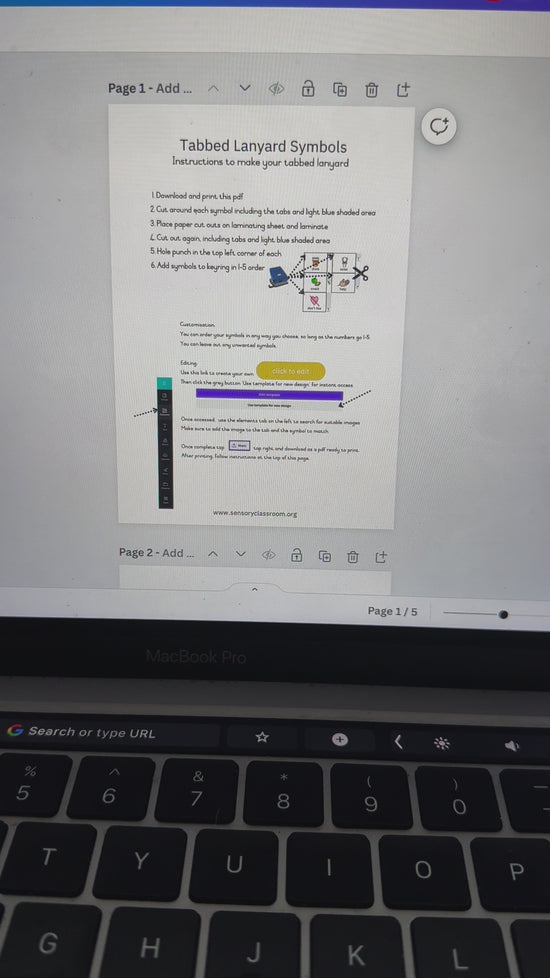Editable Visual Symbols (tabbed) – Sensory Classroom